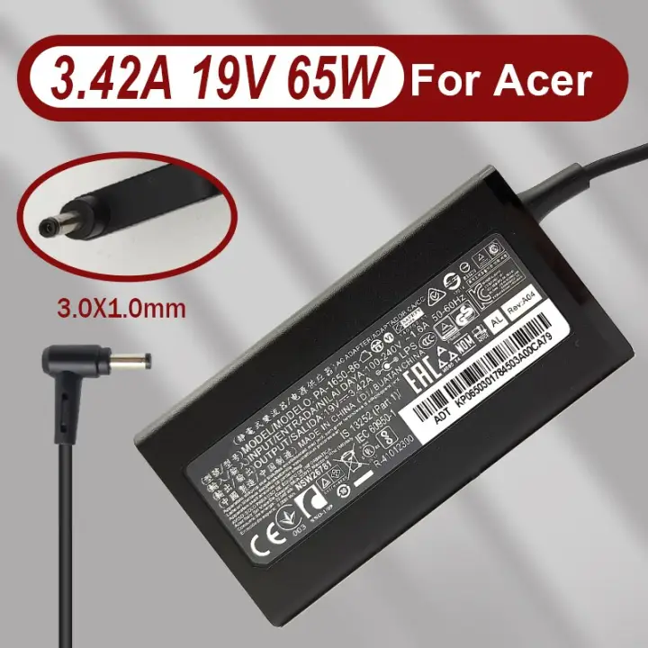19V 3.42A 65W 3.0x1.0mm PA-1650-86 AC Adapter For ACER Swift3 SF314 A11-065N1A ADP-65VH F Laptop ...