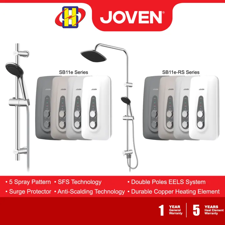 Joven Water Heater (Non-Pump) SB11 Series 5-Spray Patern Showerhead Instant Water Heater SB11e ...