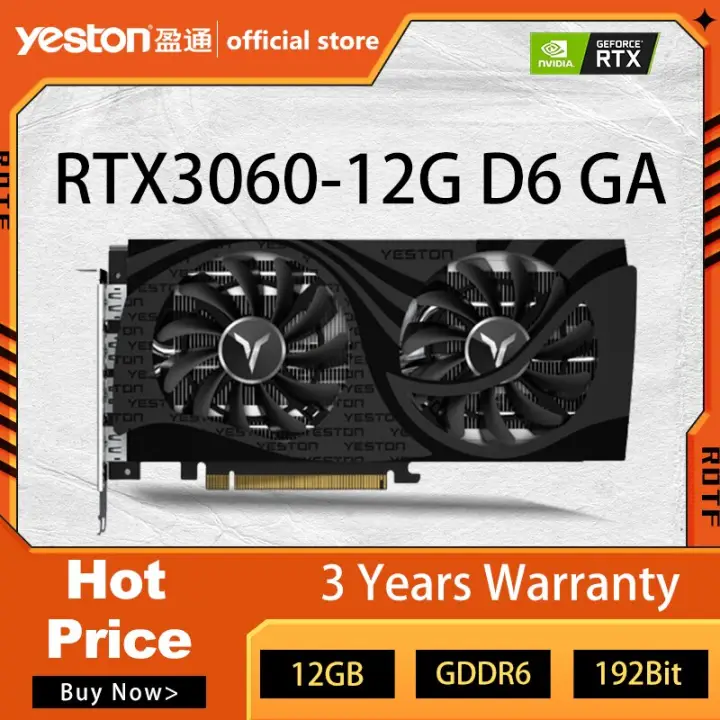 YESTON Geforce RTX 3060การ์ดเอ็นวิเดียกราฟิก1ใหม่ GPU RTX3060-12GD6 GA106 8Nm เดสก์ท็อป12G ...