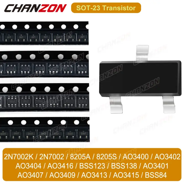 SOT23 P N-Channel Mosfet 2N7002 2N7002K Bss138 8205A Ao3400 Ao3401 ...