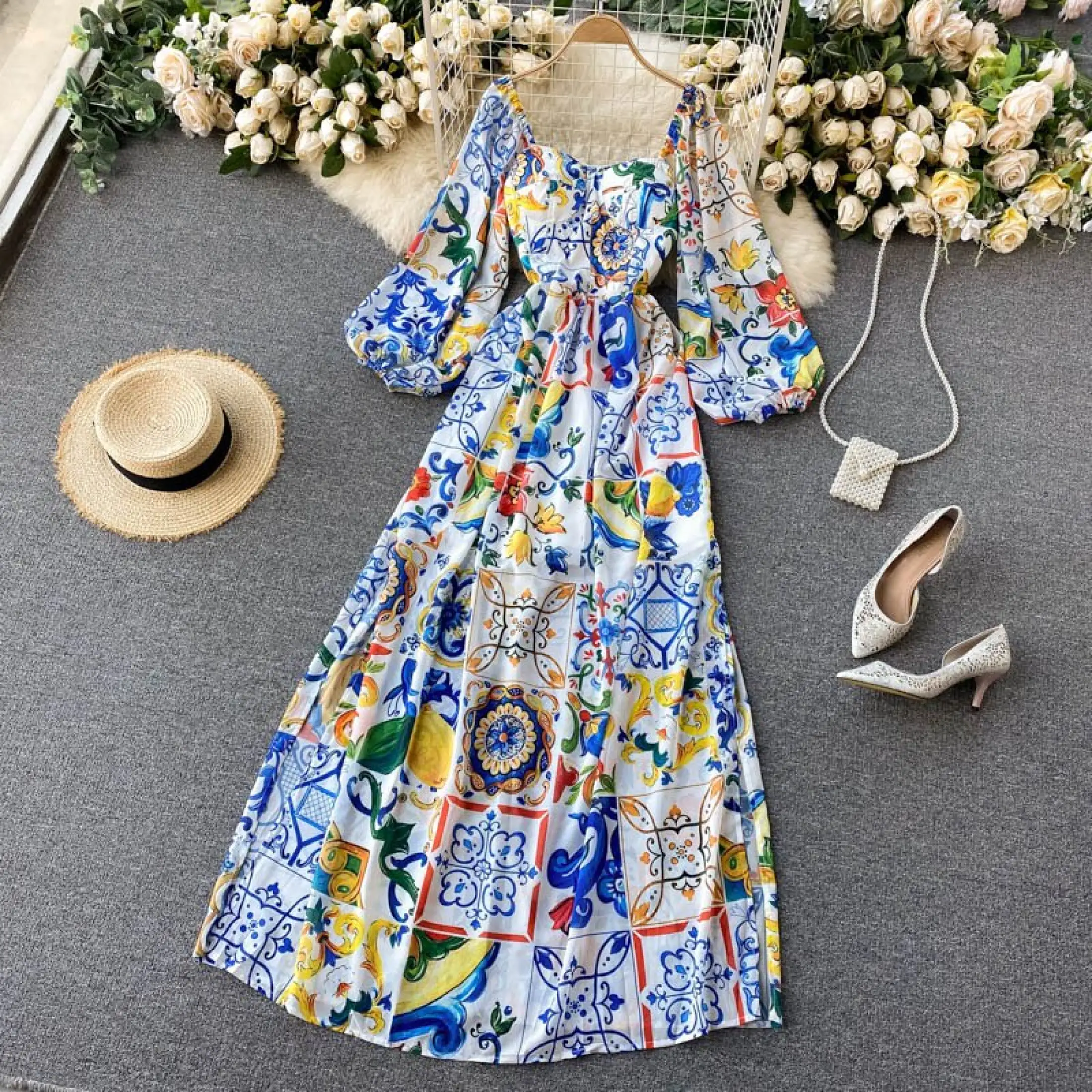 Women Beach Long Dress Sumer Off Shoulder Sexy Vintage Dresses Woman
